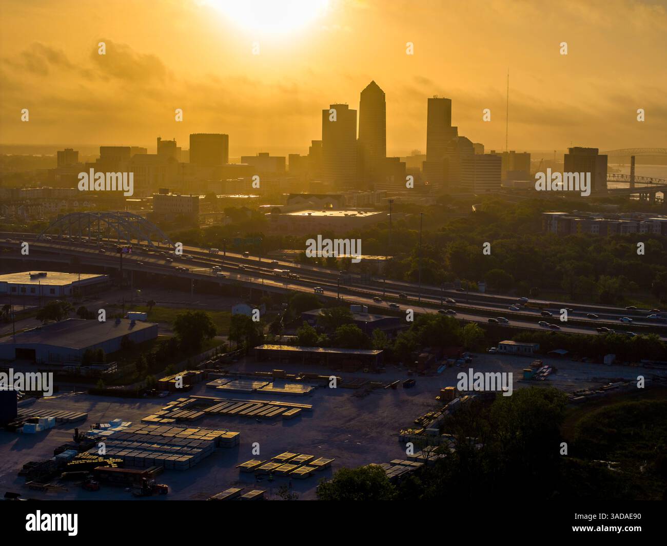 Aerial view of downtown Jacksonville at sunrise Stock Photo - Alamy
