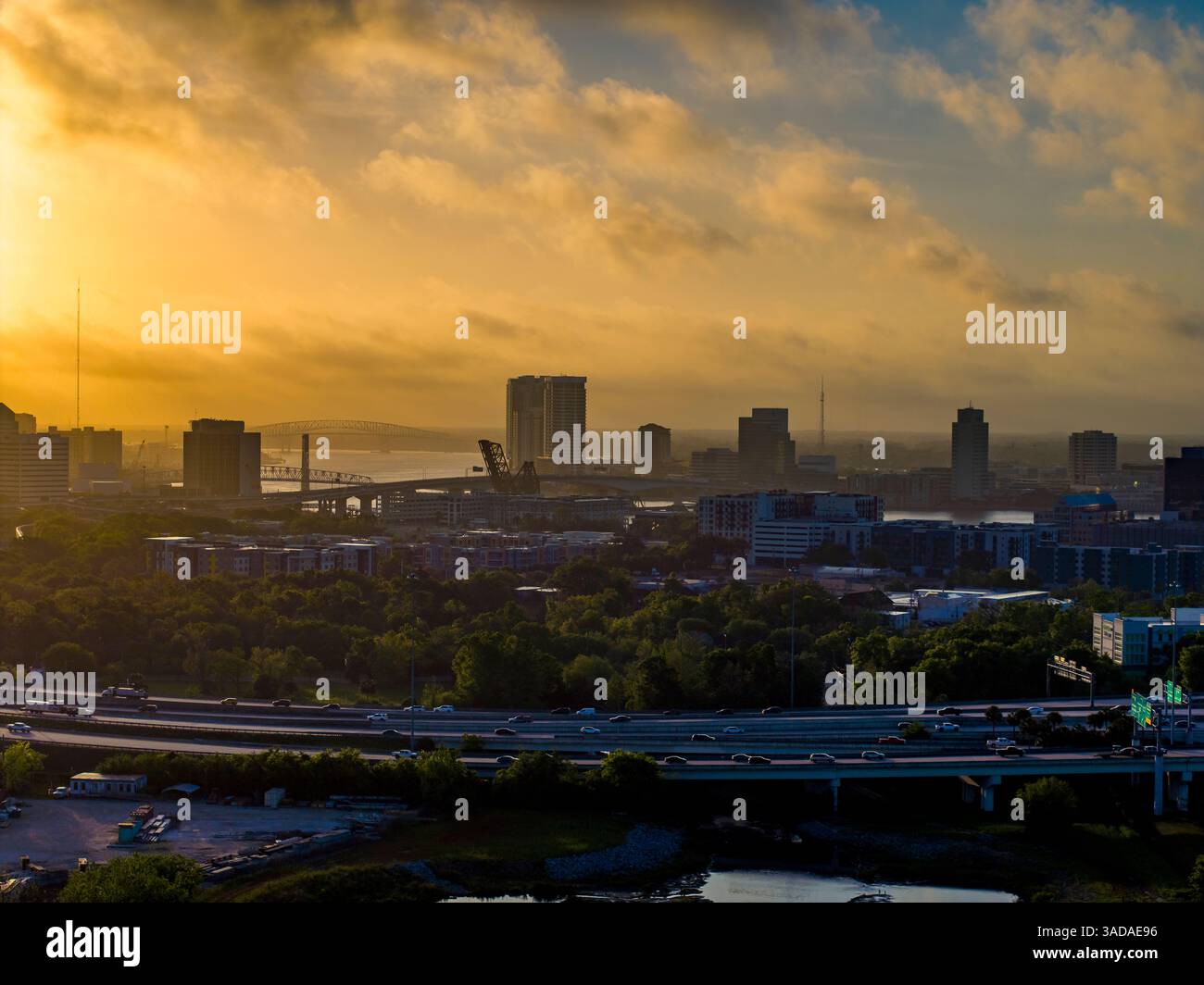 Aerial view of downtown Jacksonville at sunrise Stock Photo - Alamy