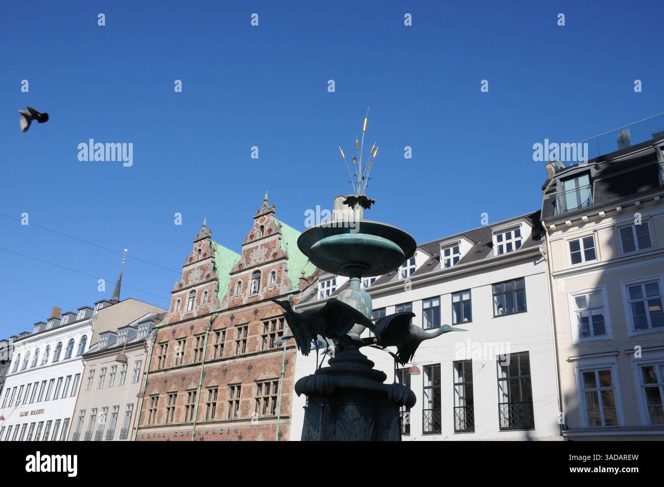 Copenhagen /Denmark/05 april 2025 / stork fountain on stroeget on mager ...