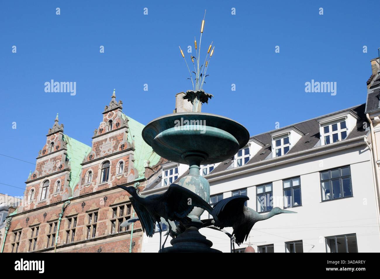 Copenhagen /Denmark/05 april 2025 / stork fountain on stroeget on mager ...