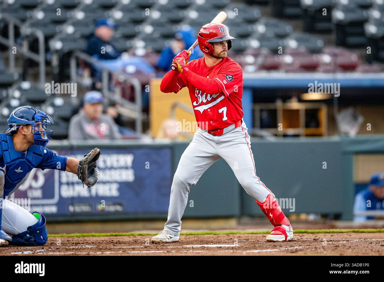 April 03, 2025 - Omaha, NE U.S. - Louisville Bats Levi Jordan (7) in ...