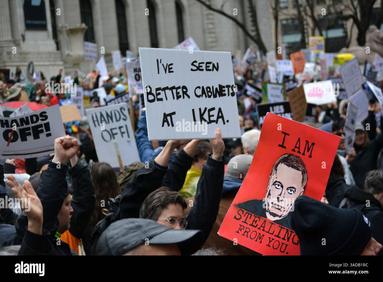 Hands Off rally against the Trump administration and Elon Musk's DOGE ...