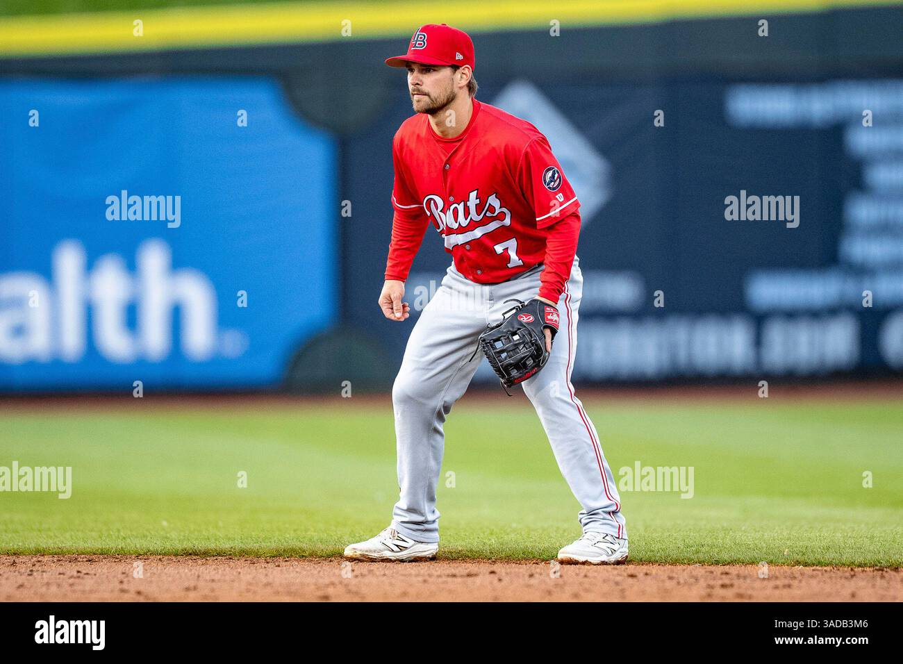 April 03, 2025 - Omaha, NE U.S. - Louisville Bats second baseman Levi ...