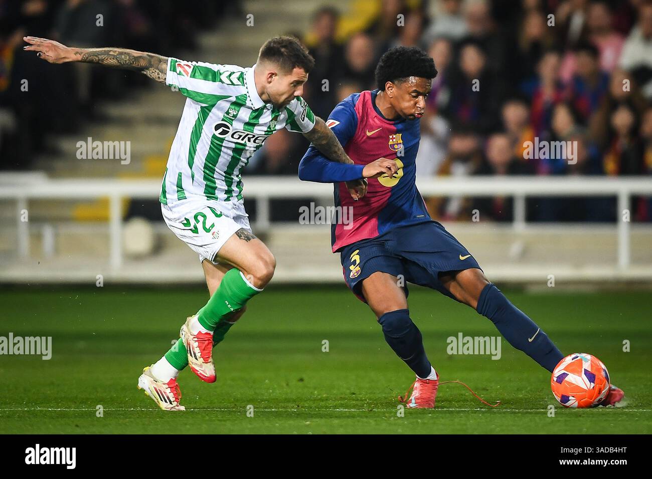 Aitor RUIBAL of Real Betis Alejandro BALDE of Barcelona during the ...