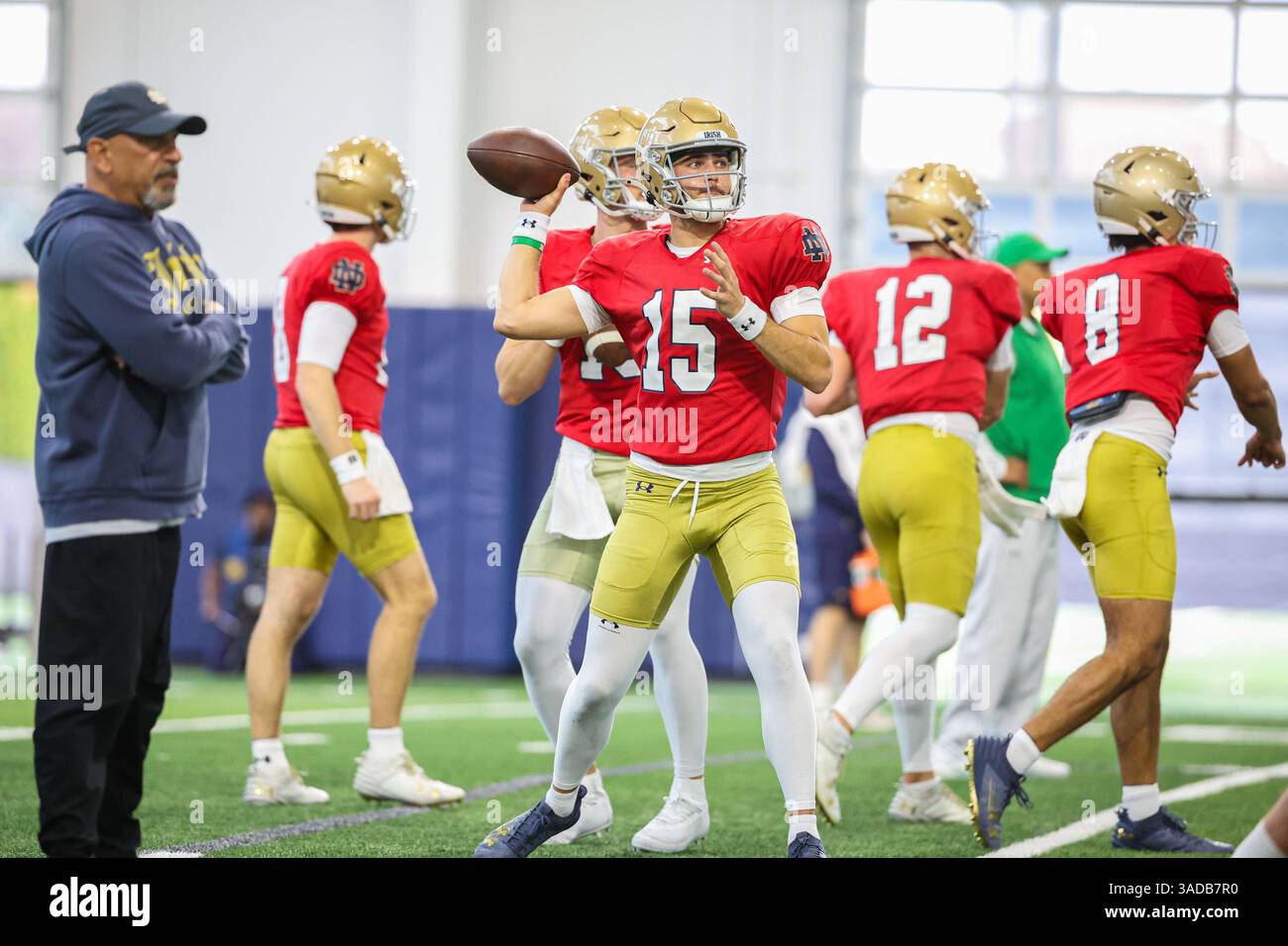 South Bend, Indiana, USA. 05th Apr, 2025. Notre Dame quarterback ...