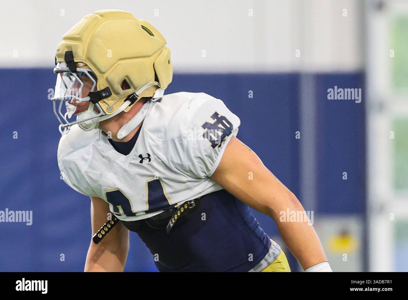 South Bend, Indiana, USA. 05th Apr, 2025. Notre Dame linebacker Drayk ...