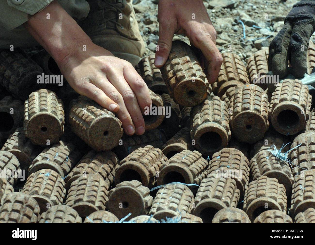 Jun 10, 2005; FOB SALERNO, AFGHANISTAN; Army demolitions experts pile ...