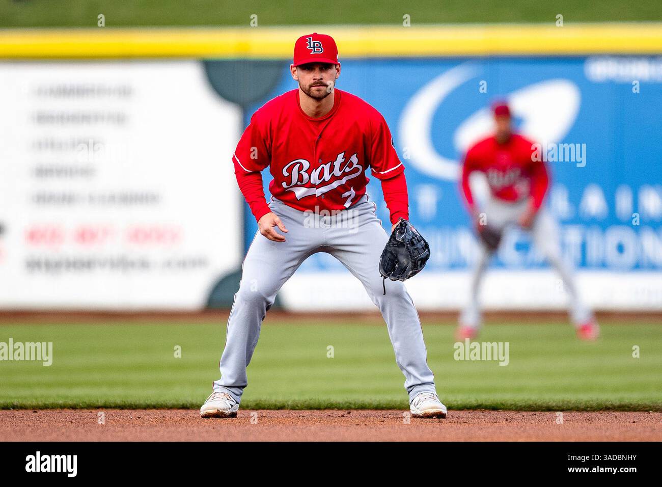 April 03, 2025 - Omaha, NE U.S. - Louisville Bats second baseman Levi ...