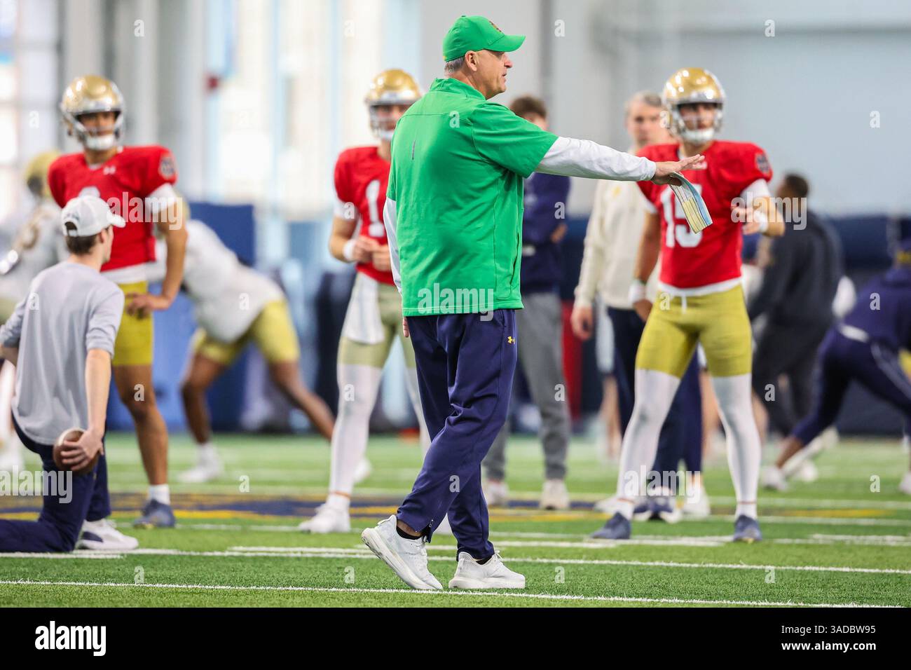 April 05, 2025: Notre Dame offensive coordinator Mike Denbrock teaches ...