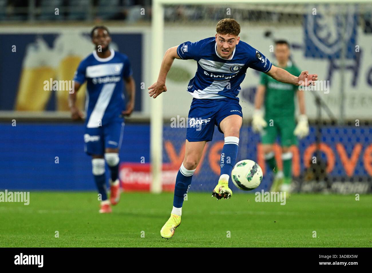 Gent, Belgium. 05th Apr, 2025. Mathias Delorge Knieper (16) of AA Gent ...
