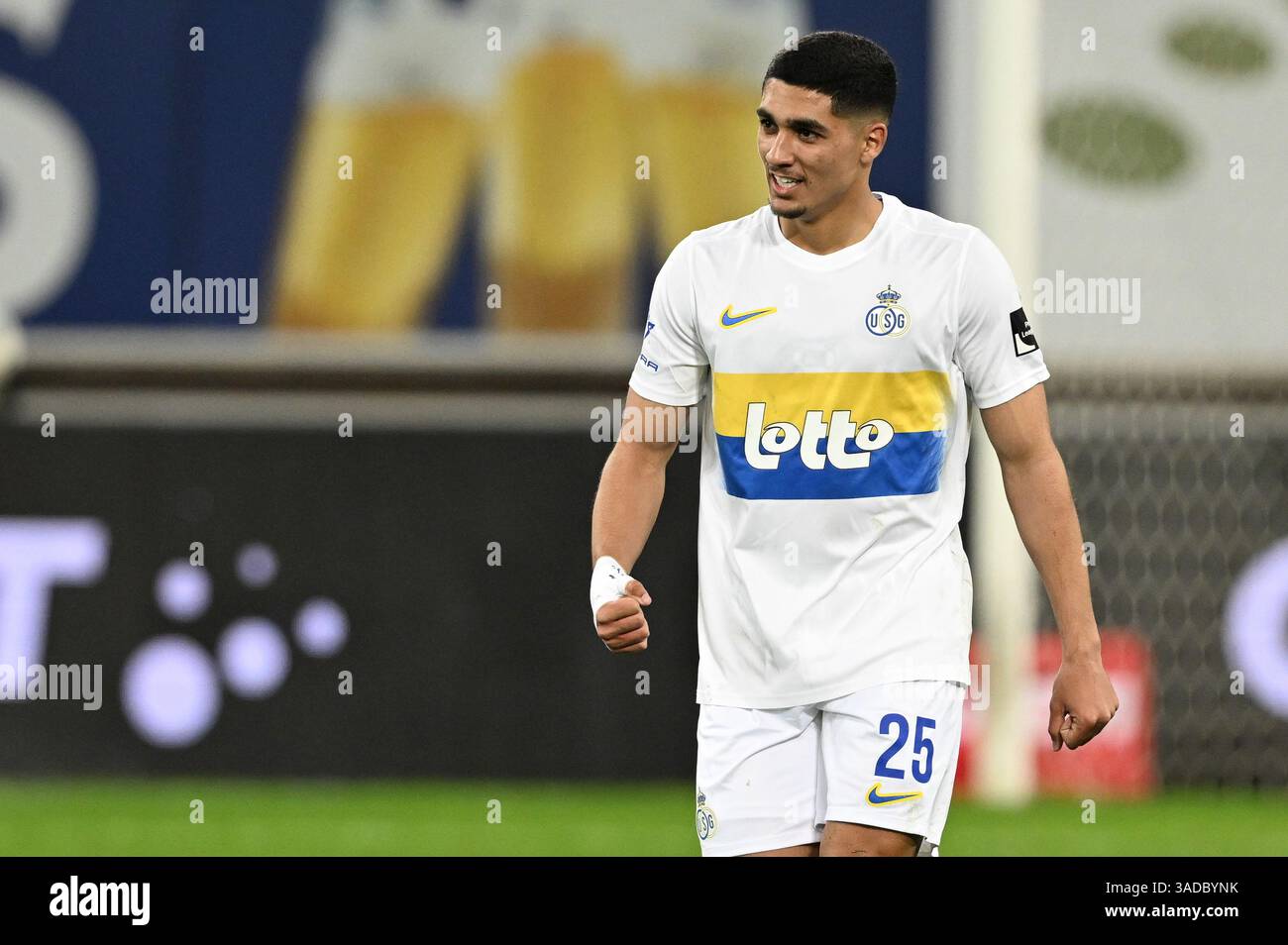 Gent, Belgium. 05th Apr, 2025. Anan Khalaili (25) of Union celebrates ...