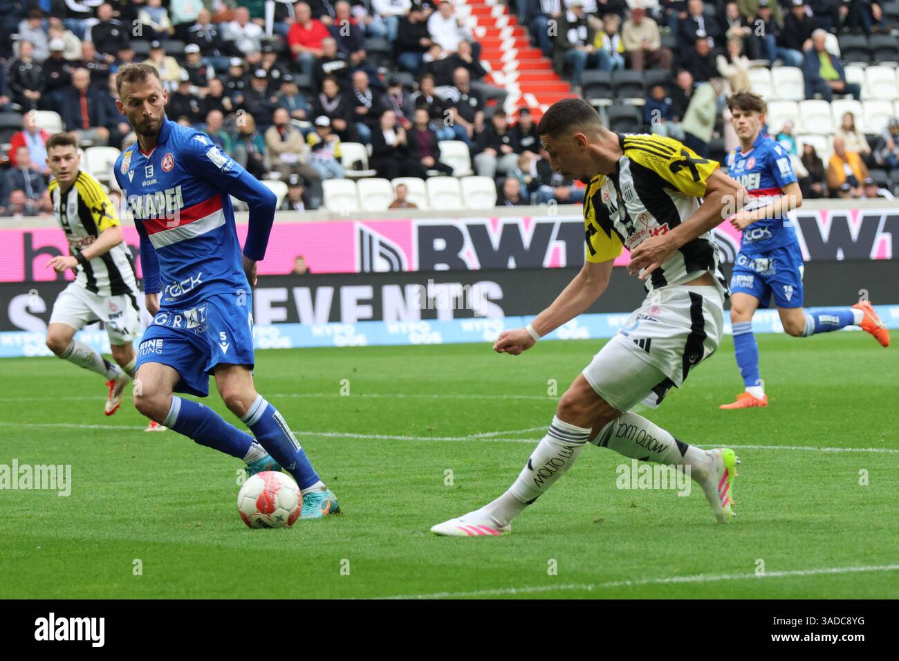 LINZ, AUSTRIA - APRIL 5: Petar Filipovic of GAK and Robert Zulj of LASK ...