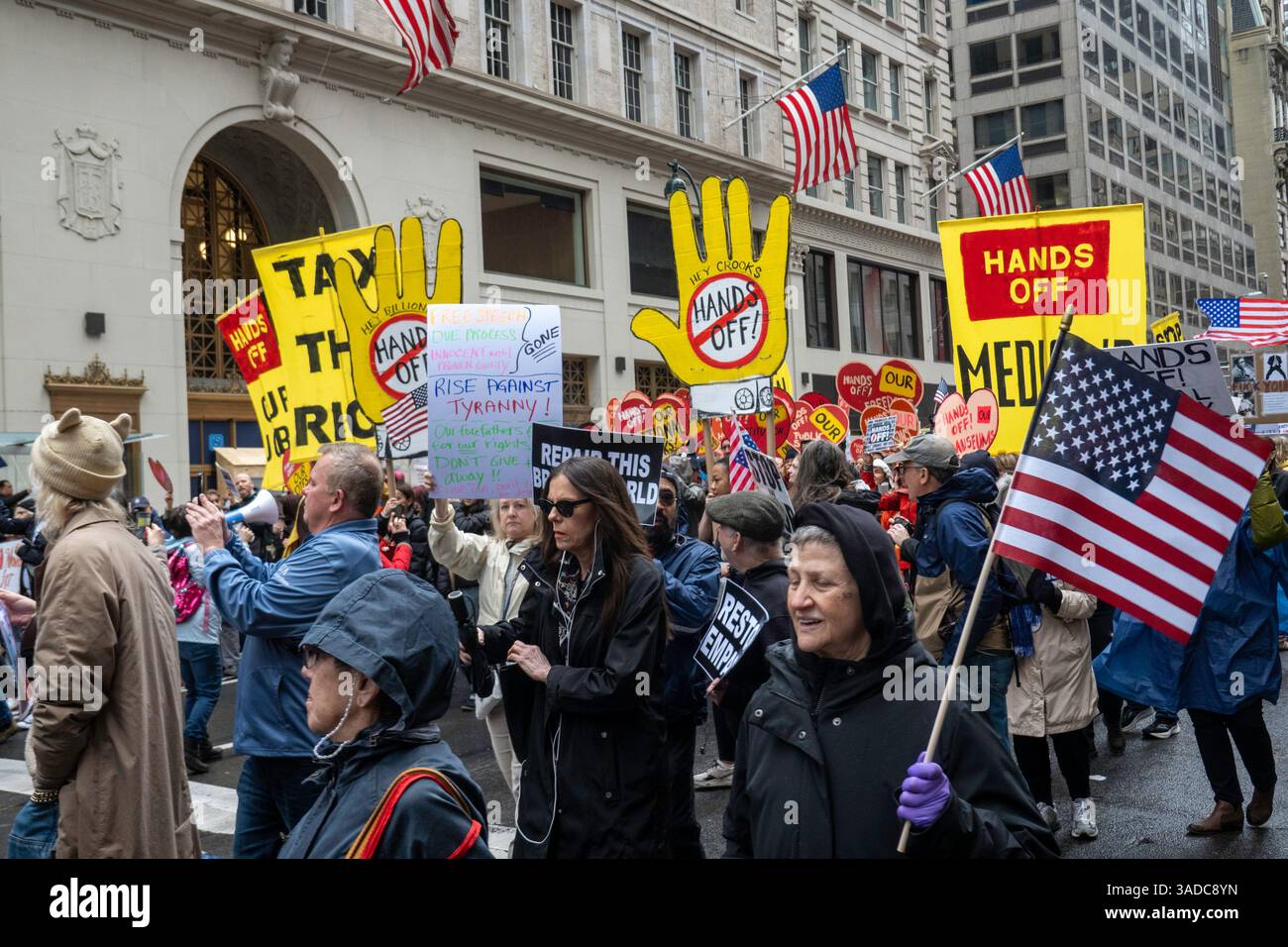 "Hands Off" Protest marchers participate in a Demonstration in Midtown ...
