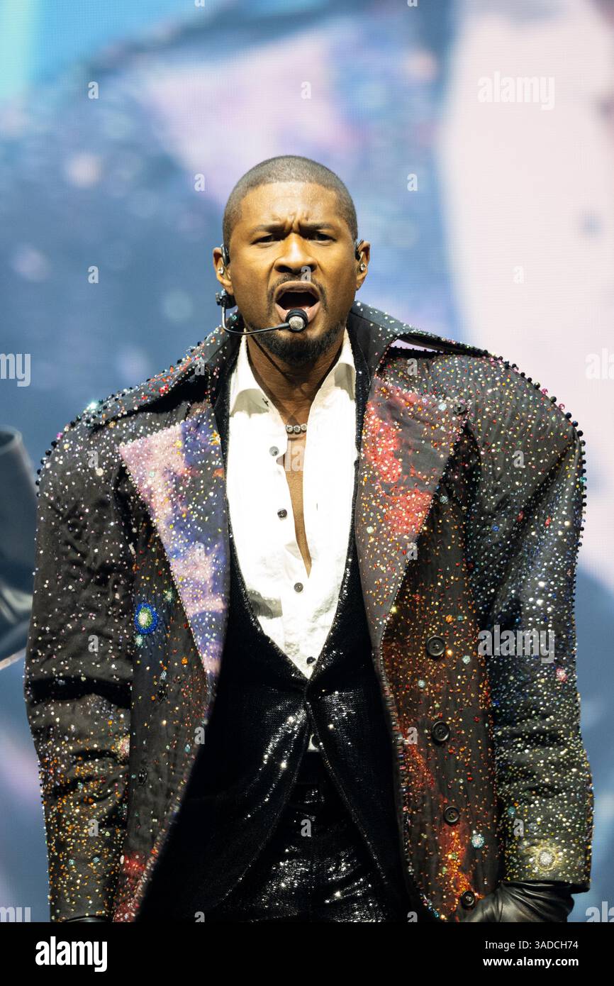 London, UK. 5th Apr 2025. Usher performs his sixth night at The O2 ...