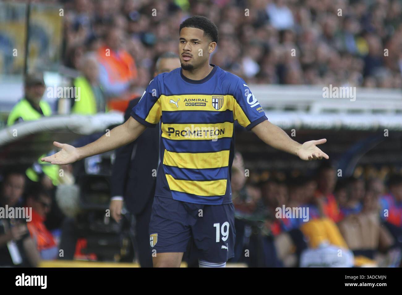 Parma, Italy. 05th Apr, 2025. Simon Sohm of Parma AC gestures during ...