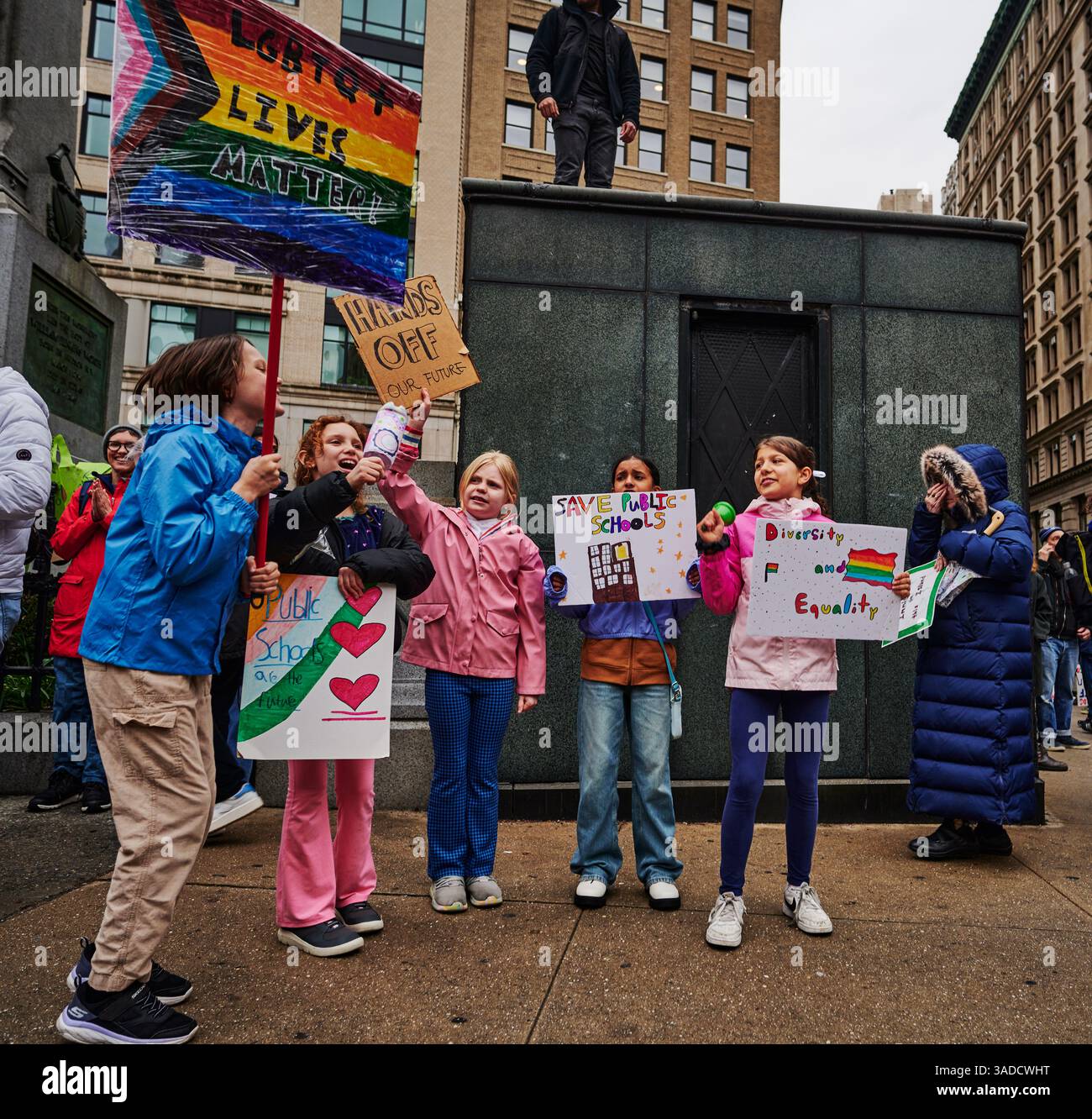 Hands off protest in New York City. April 4th, 2025 Stock Photo - Alamy