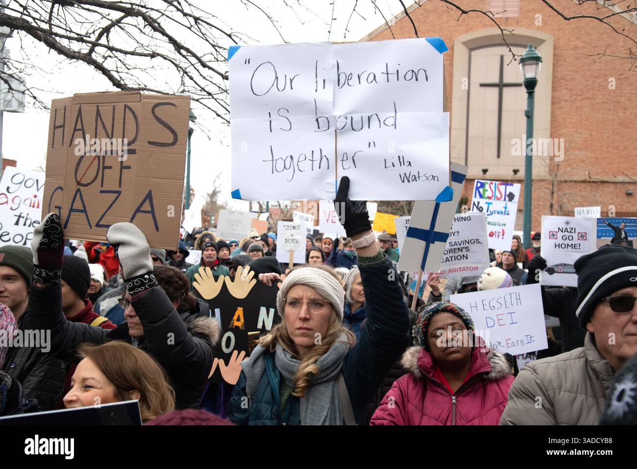 Colorado Springs, Colorado, USA. 5th Apr, 2025. Protesters at a "Hands ...