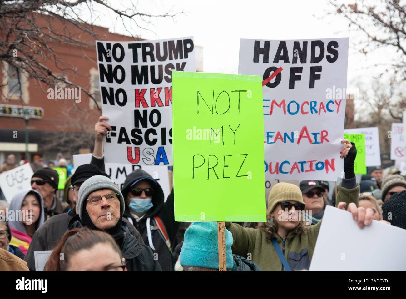 Colorado Springs, Colorado, USA. 5th Apr, 2025. Protester's signs at a ...