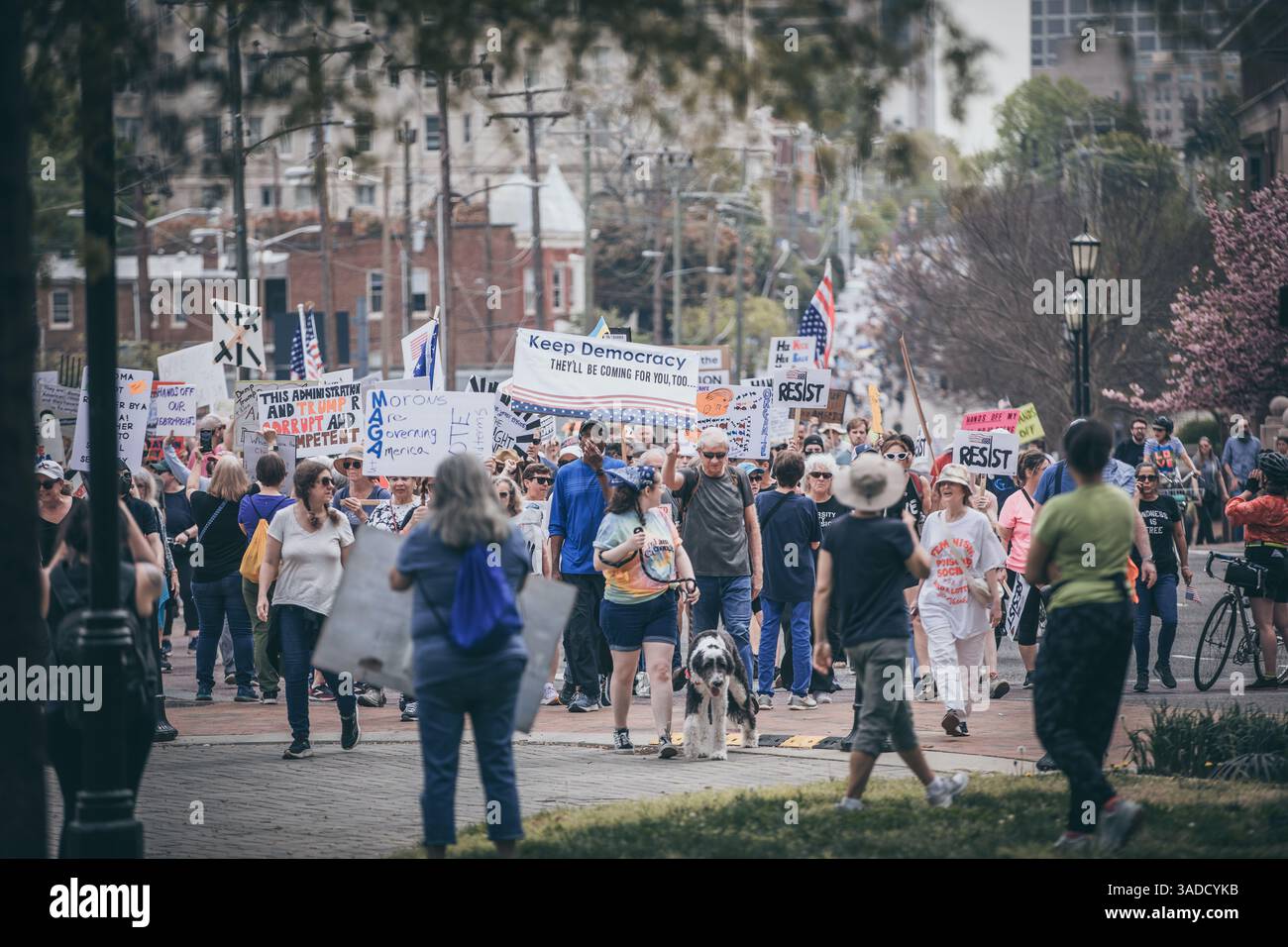 Richmond VA, USA, 5th Apr 2025, Anti Trump Administration protesters ...