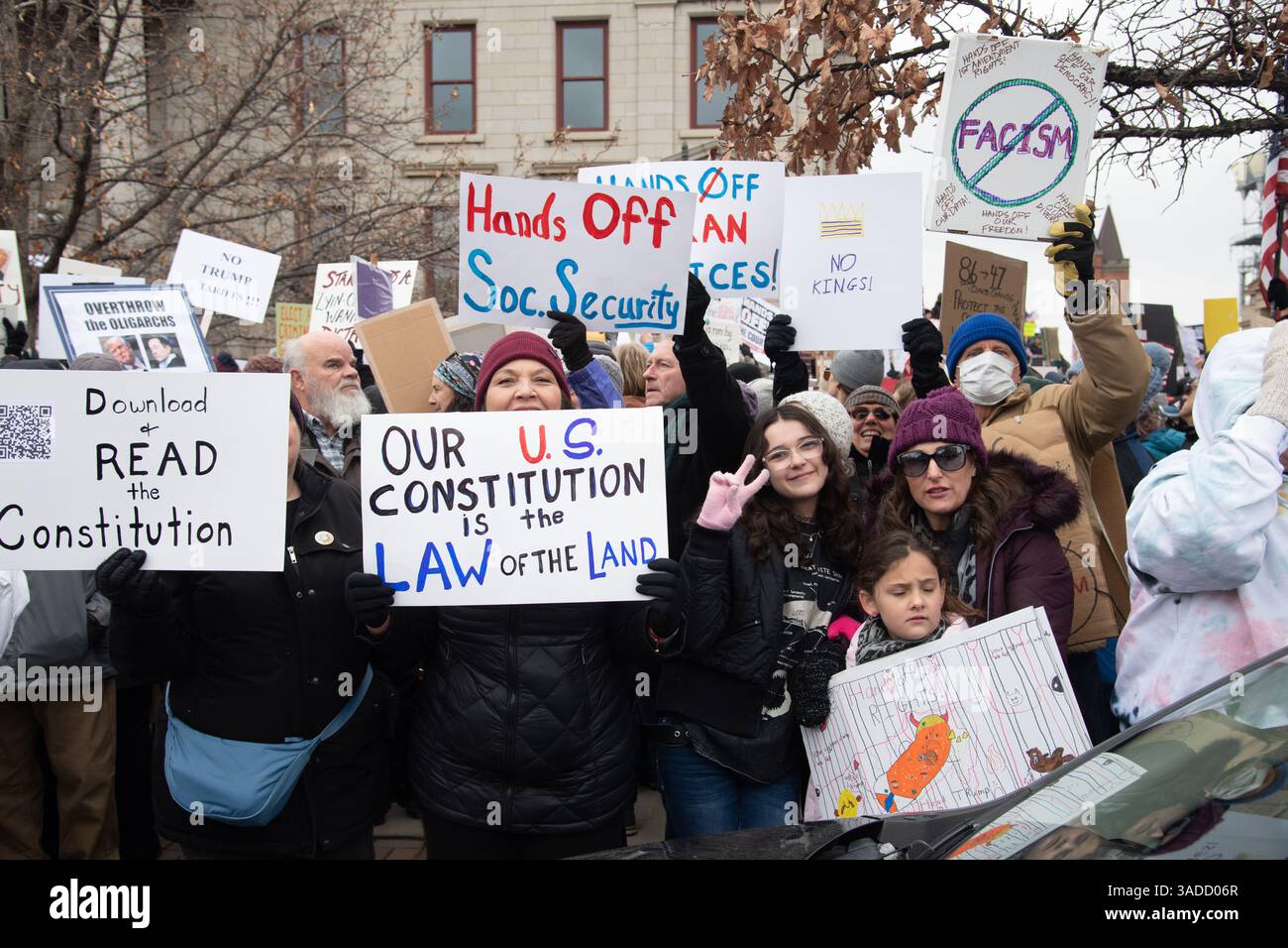 Colorado Springs, Colorado, USA. 5th Apr, 2025. Protesters at a "Hands ...