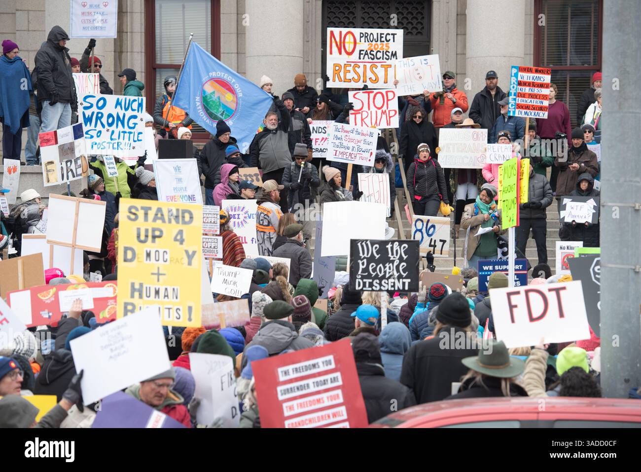 Colorado Springs, Colorado, USA. 5th Apr, 2025. Protester's signs at a ...