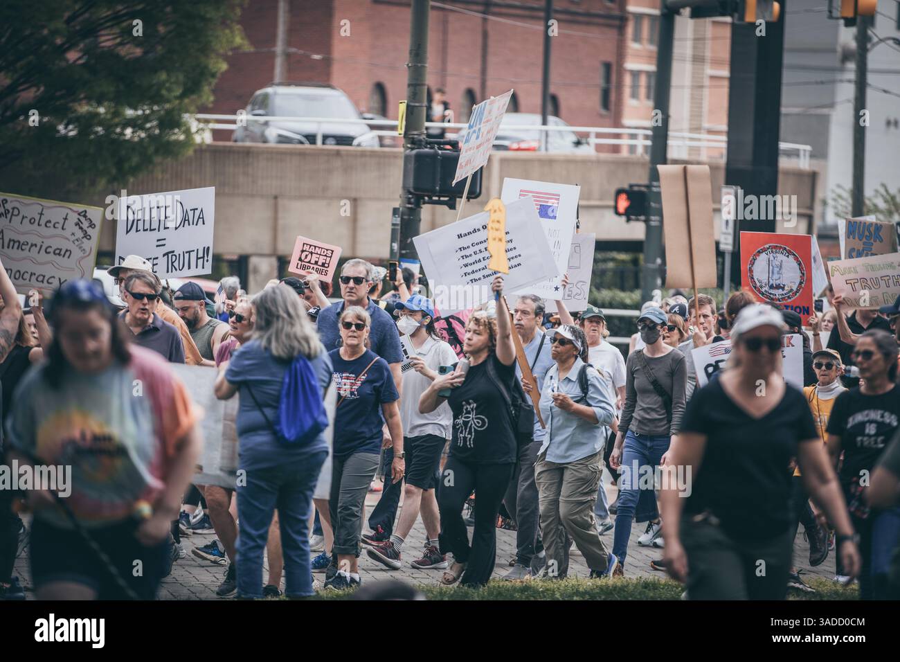 Richmond VA, USA, 5th Apr 2025, Anti Trump Administration protesters ...