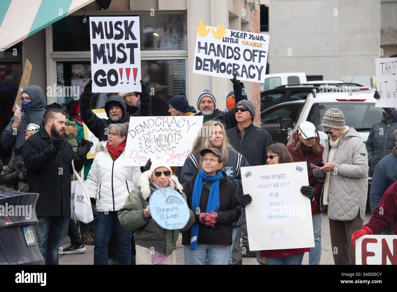 Colorado Springs, Colorado, USA. 5th Apr, 2025. Protesters at a "Hands ...