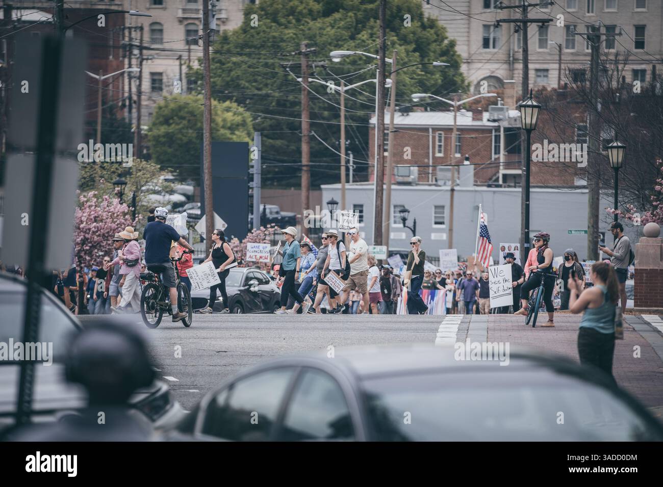 Richmond VA, USA, 5th Apr 2025, Anti Trump Administration protesters ...