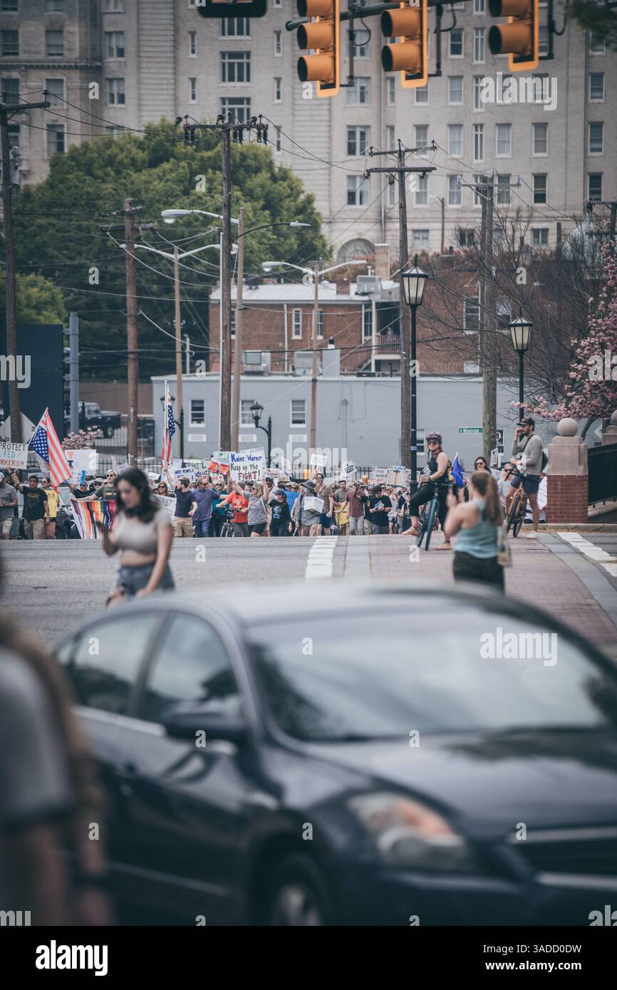 Richmond VA, USA, 5th Apr 2025, Anti Trump Administration protesters ...