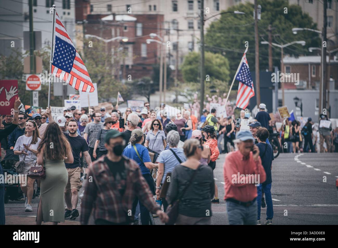 Richmond VA, USA, 5th Apr 2025, Anti Trump Administration protesters ...