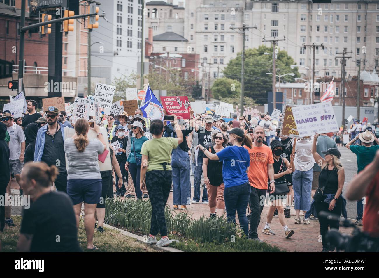 Richmond VA, USA, 5th Apr 2025, Anti Trump Administration protesters ...