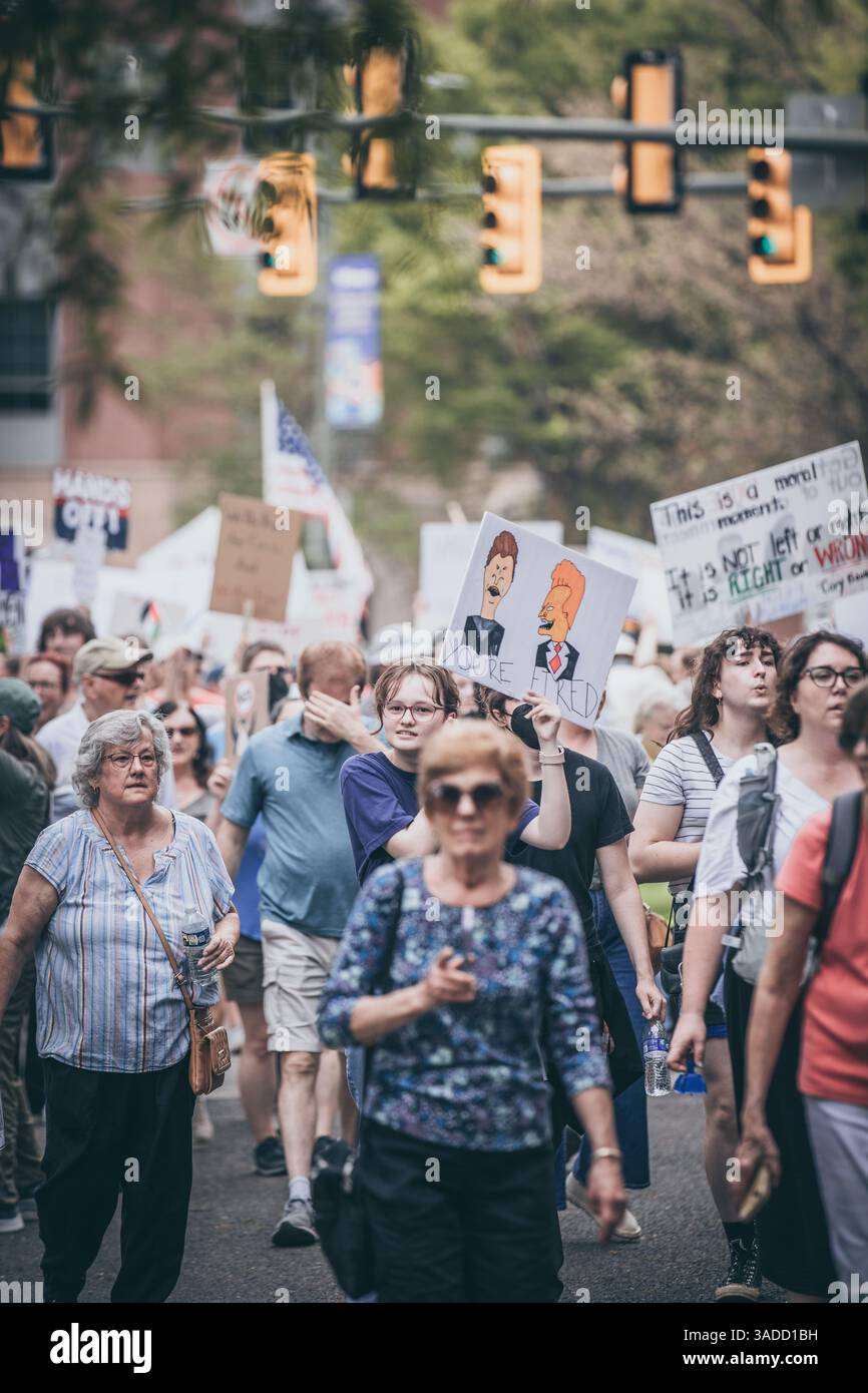 Richmond VA, USA, 5th Apr 2025, Anti Trump Administration protesters ...