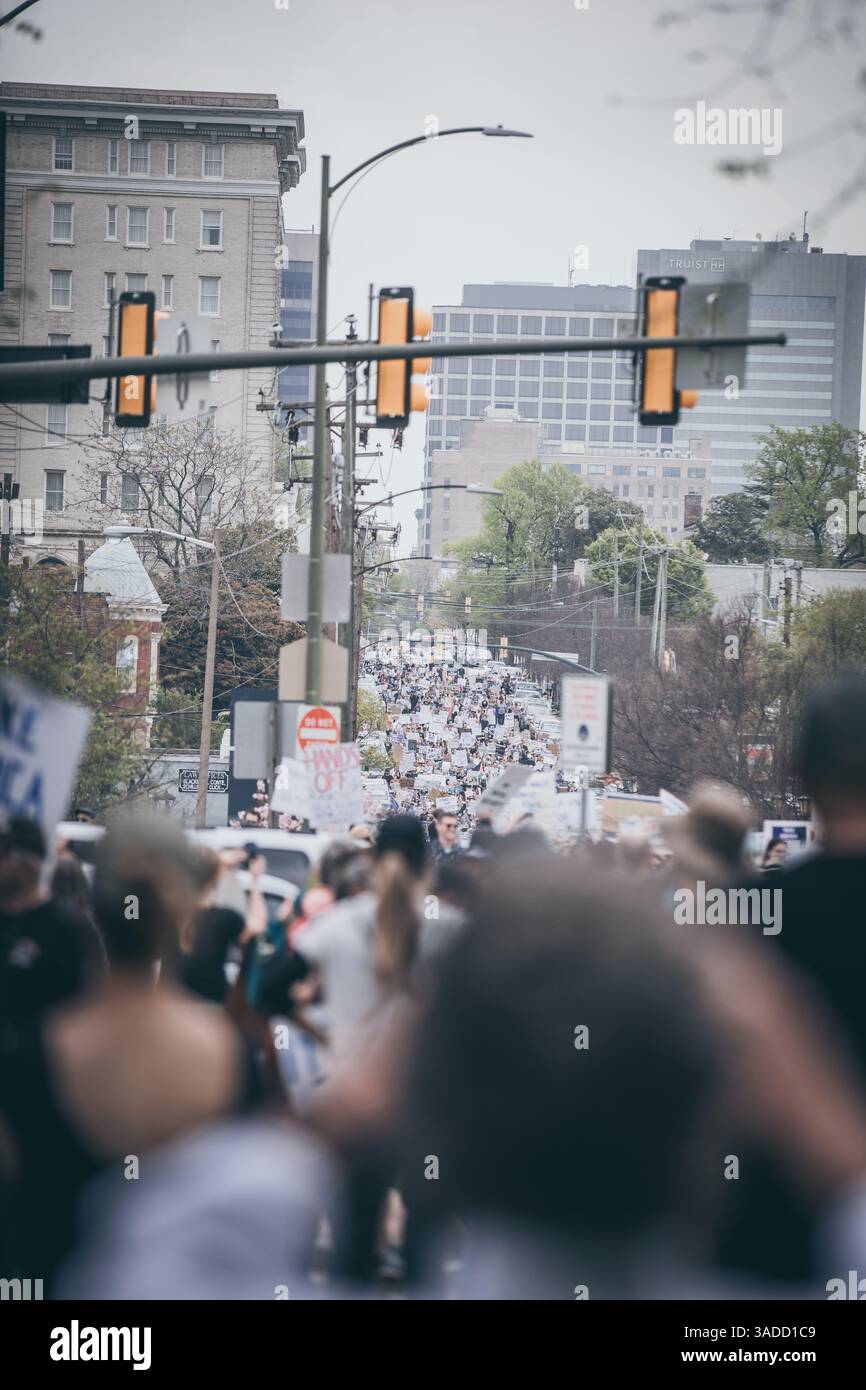 Richmond VA, USA, 5th Apr 2025, Anti Trump Administration protesters ...