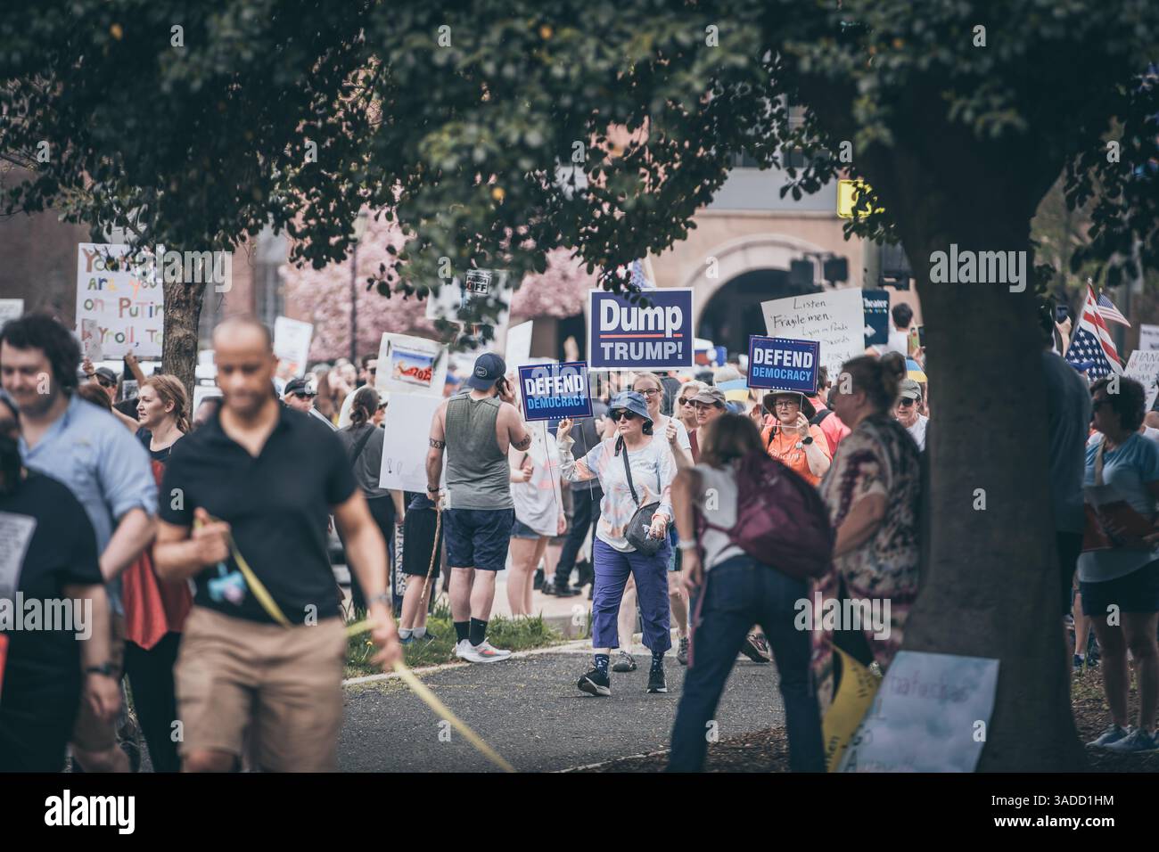 Richmond VA, USA, 5th Apr 2025, Anti Trump Administration protesters ...