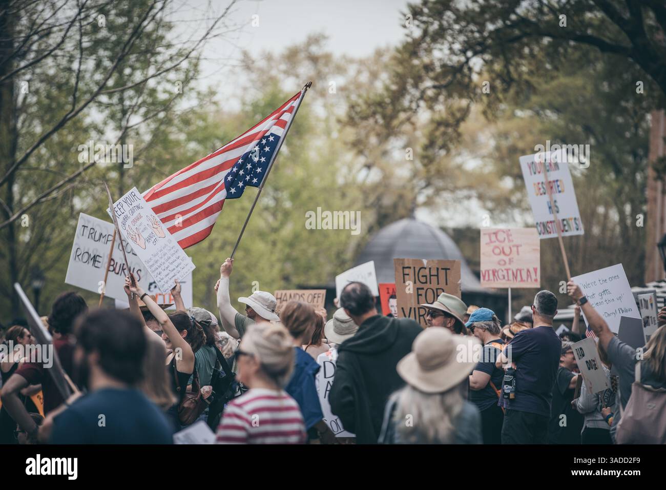 Richmond VA, USA, 5th Apr 2025, Anti Trump Administration protesters ...