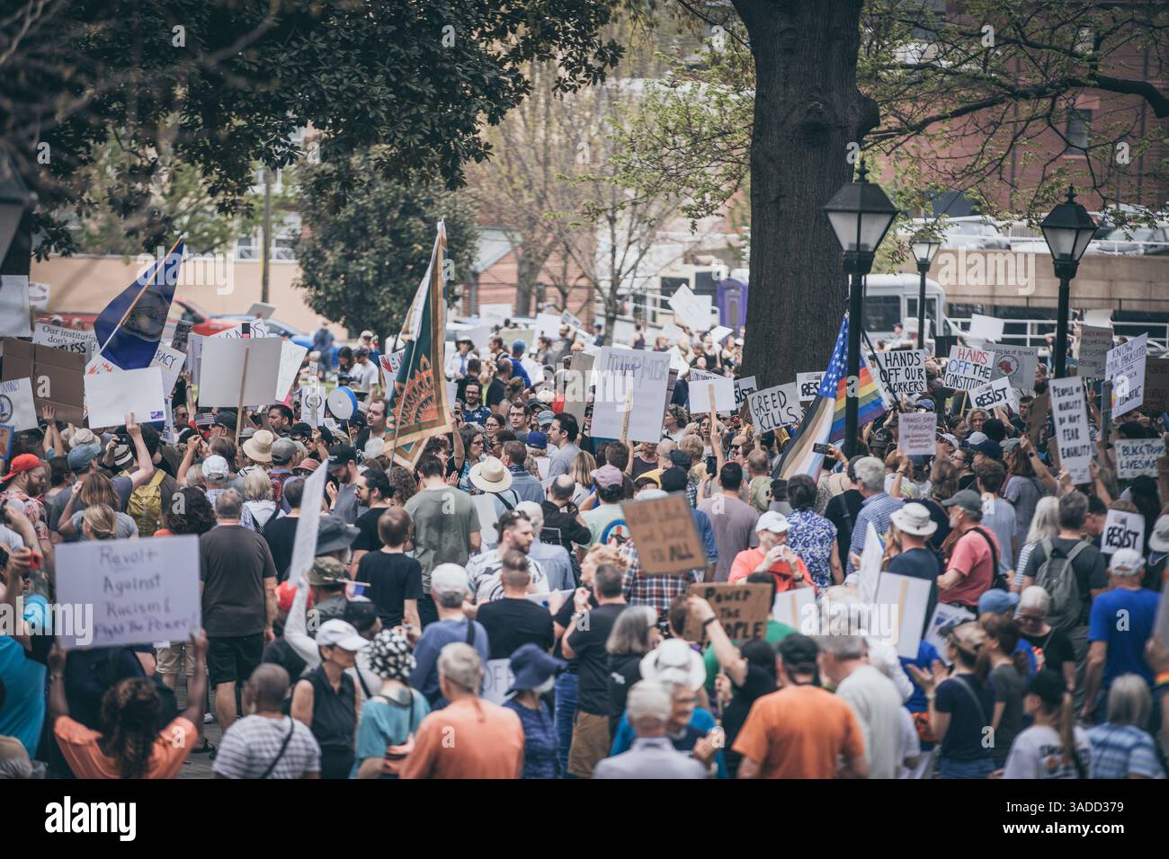 Richmond VA, USA, 5th Apr 2025, Anti Trump Administration protesters ...