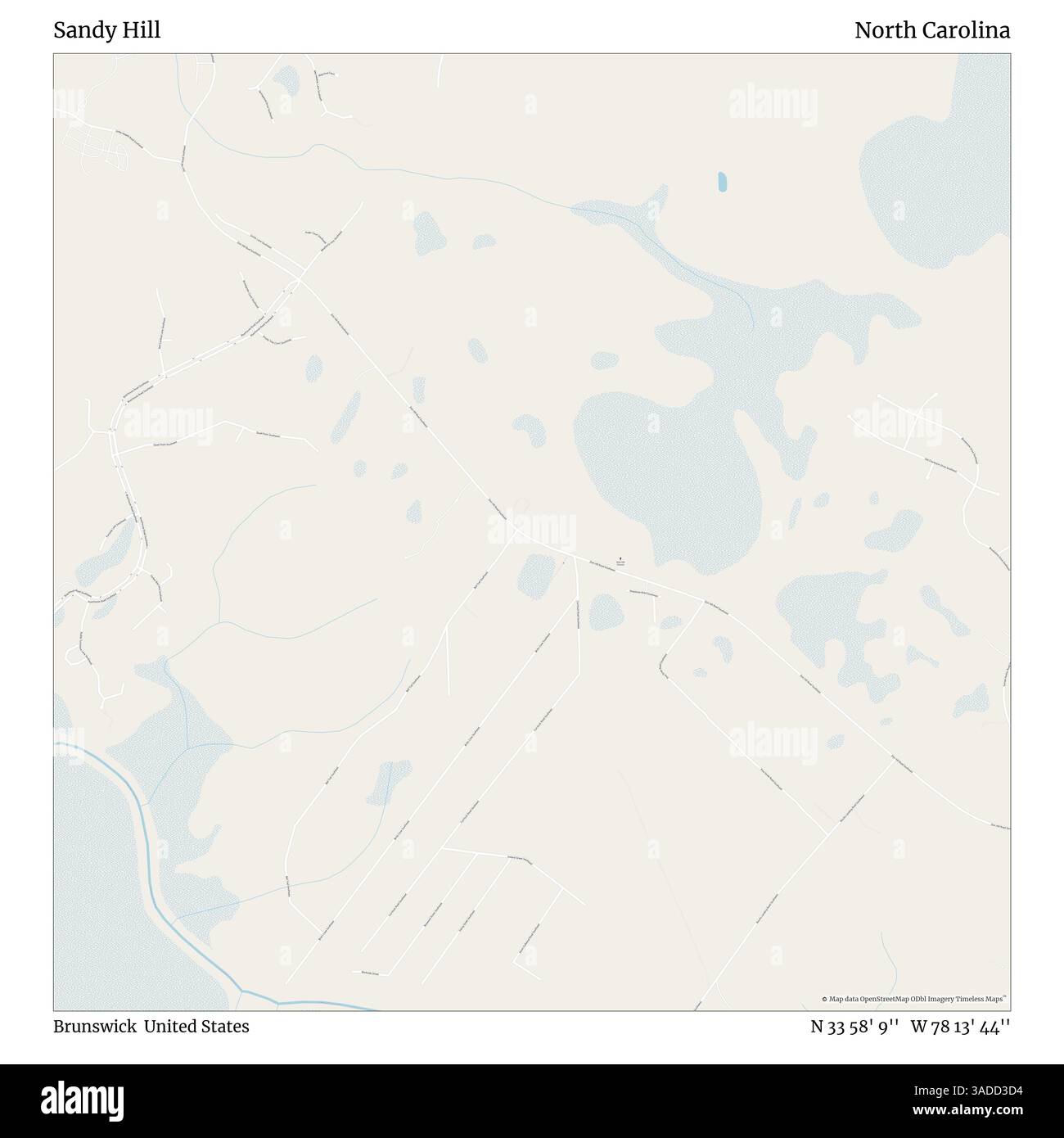 Sandy Hill, Brunswick, United States, North Carolina, N 33 58' 9'', W ...