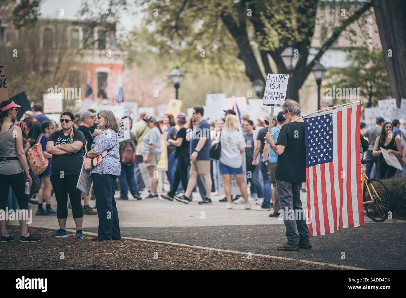 Richmond VA, USA, 5th Apr 2025, Anti Trump Administration protesters ...