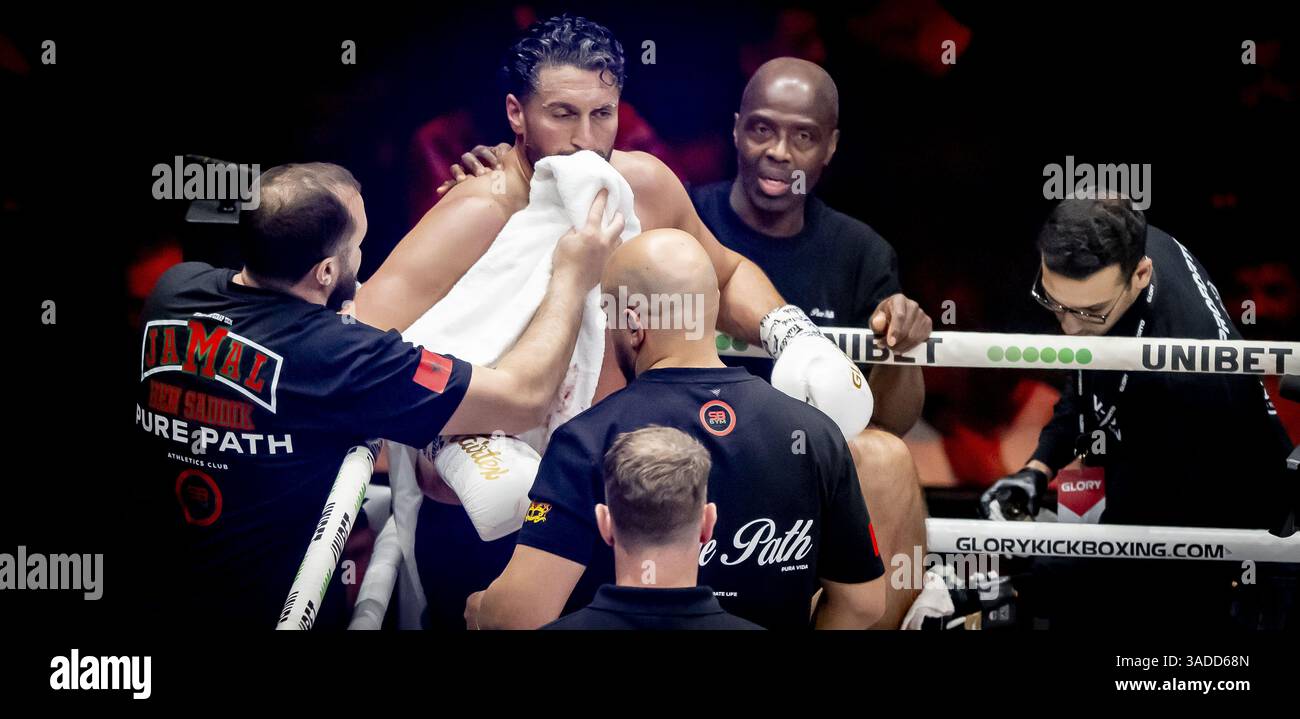 ROTTERDAM - Jamal Ben Saddik in action against Cristian Ristea during Glory 99 in Ahoy. ANP ...