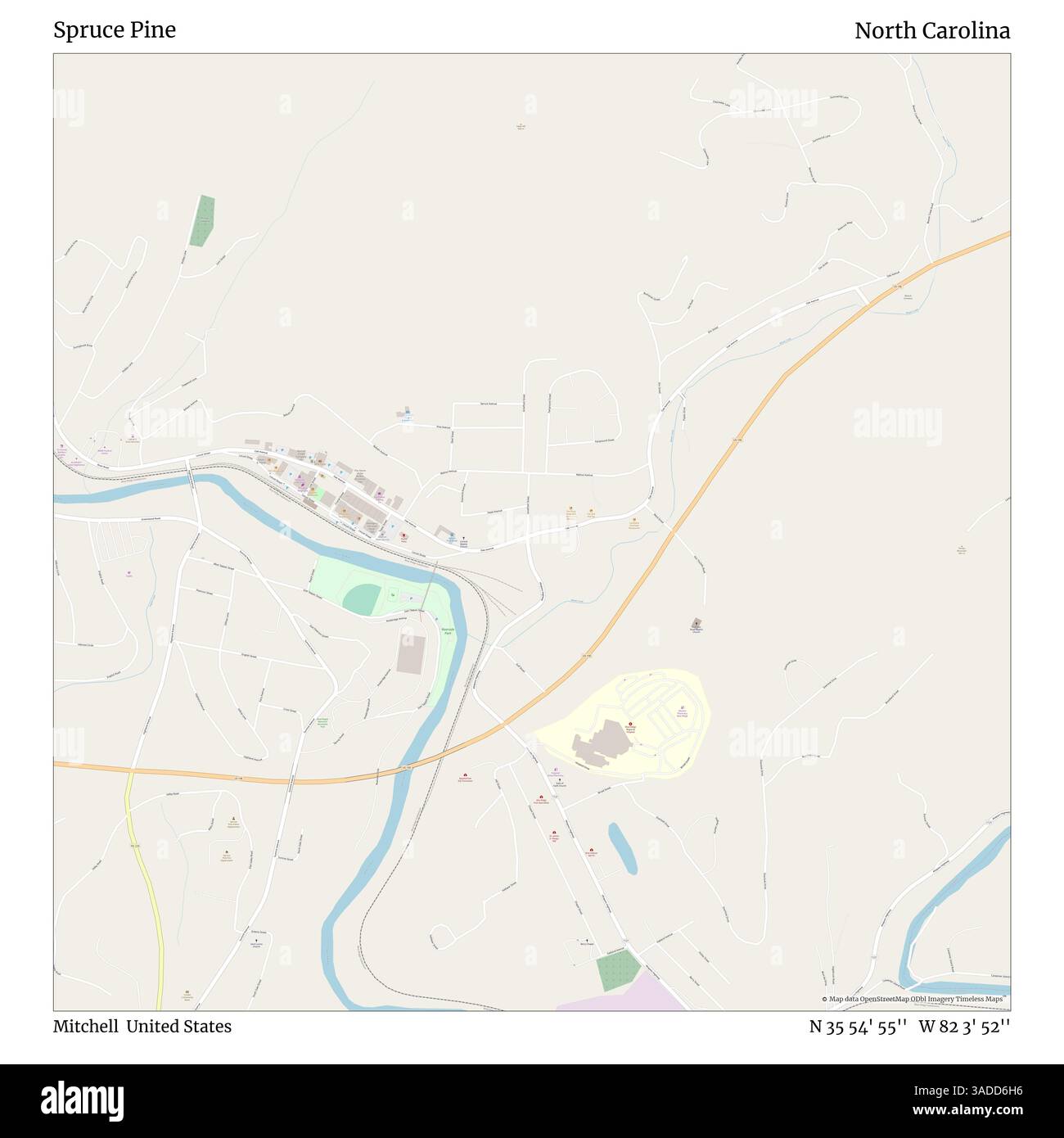 Spruce Pine, Mitchell, United States, North Carolina, N 35 54' 55'', W ...