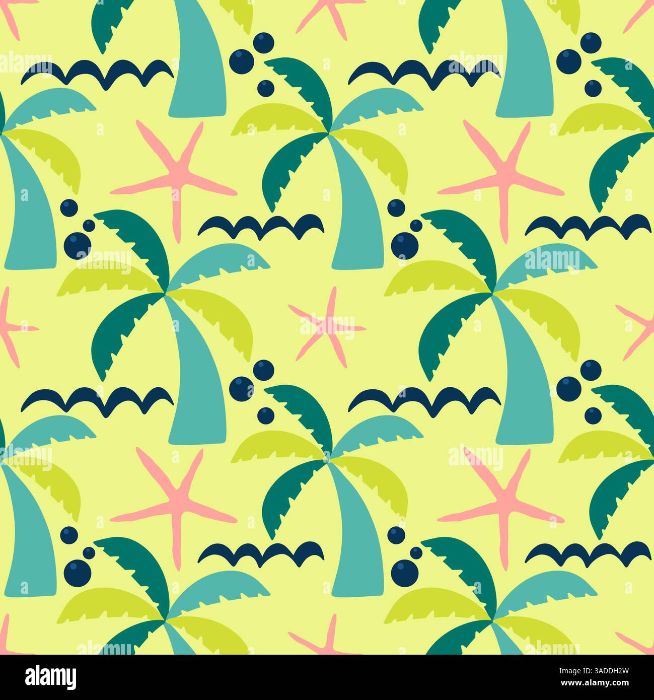 Summer ocean animals seamless cute starfish pattern for kids clothes ...