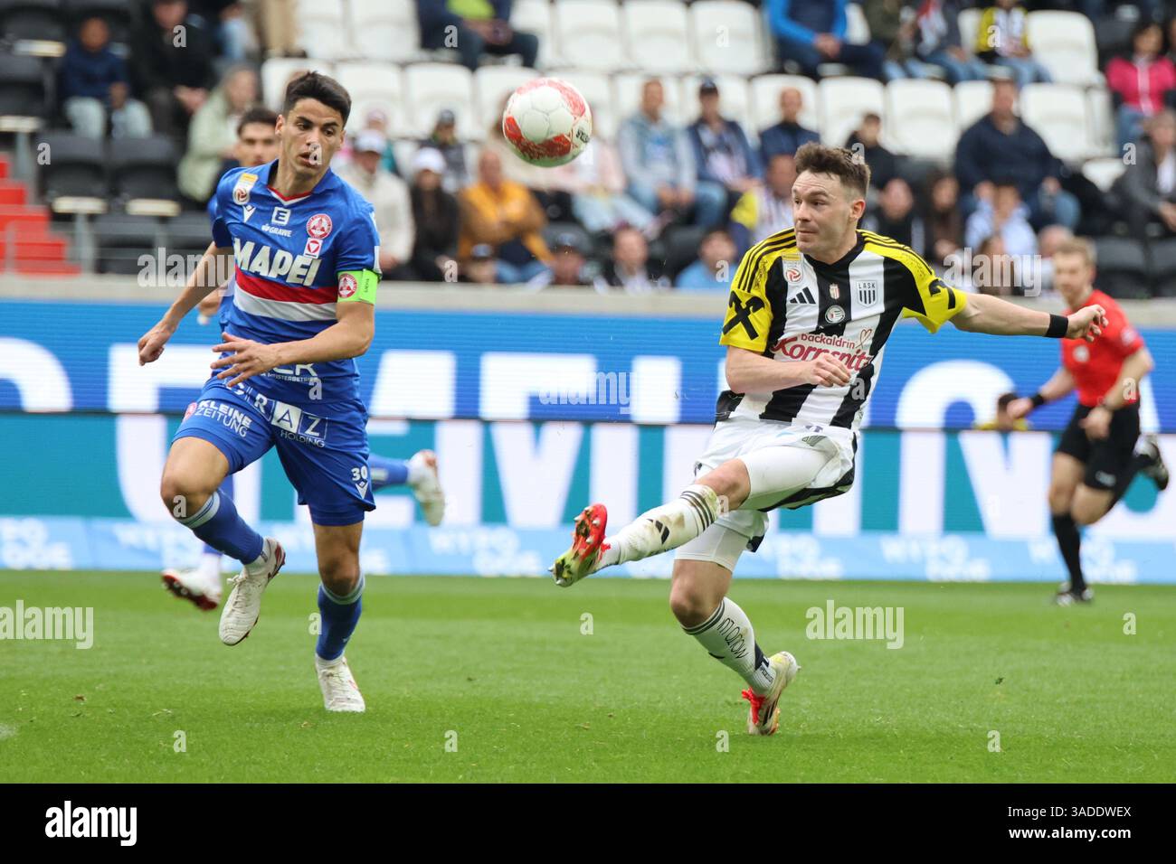LINZ, AUSTRIA - APRIL 5: Milos Jovicic of GAK and Florian Flecker of ...