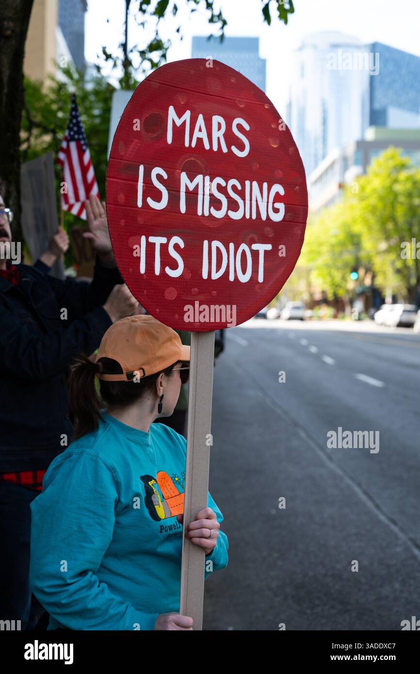 Seattle, USA. 5th Apr 2025. Activists continue to gather at the South ...