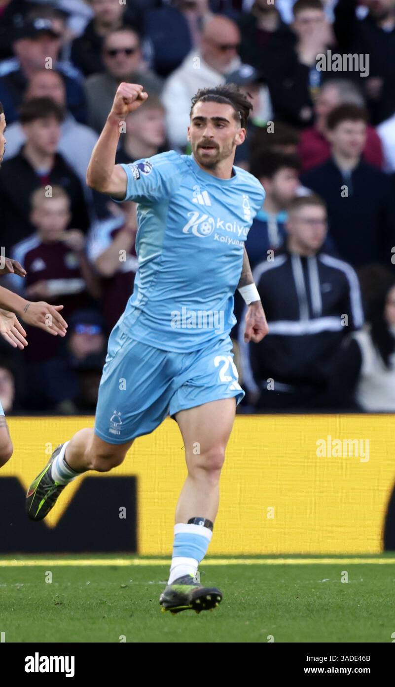 Birmingham, UK. 05th Apr, 2025. Jota Silva (NF) celebrates scoring the ...