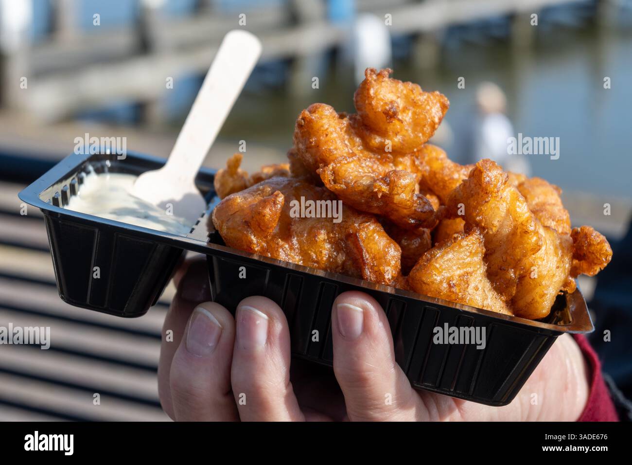 Kibbeling Dutch snack, deep fried battered chunks of fish, served with ...