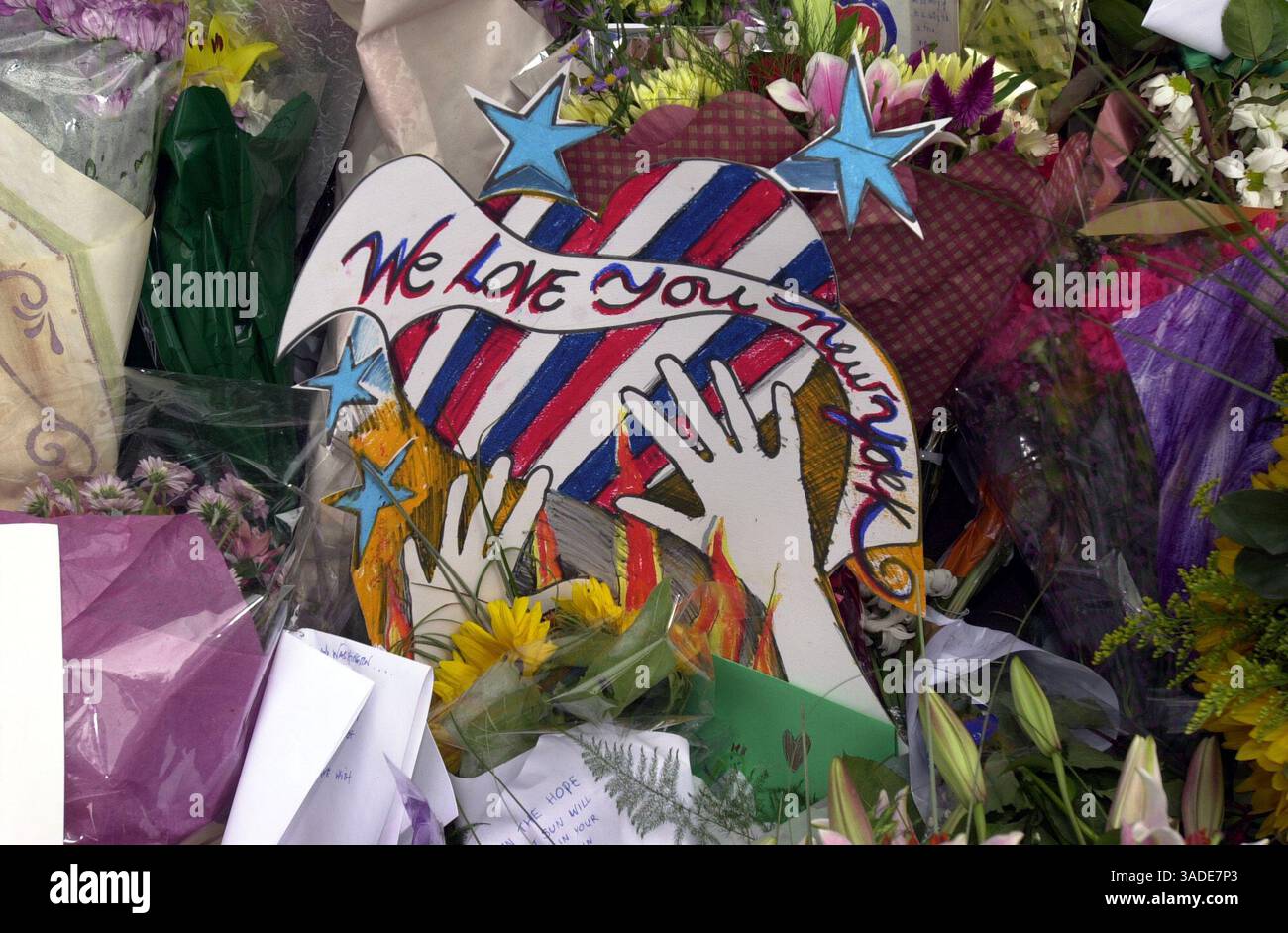 Sep 14, 2001; Dublin, Ireland; Drawings & wreaths outside the American ...