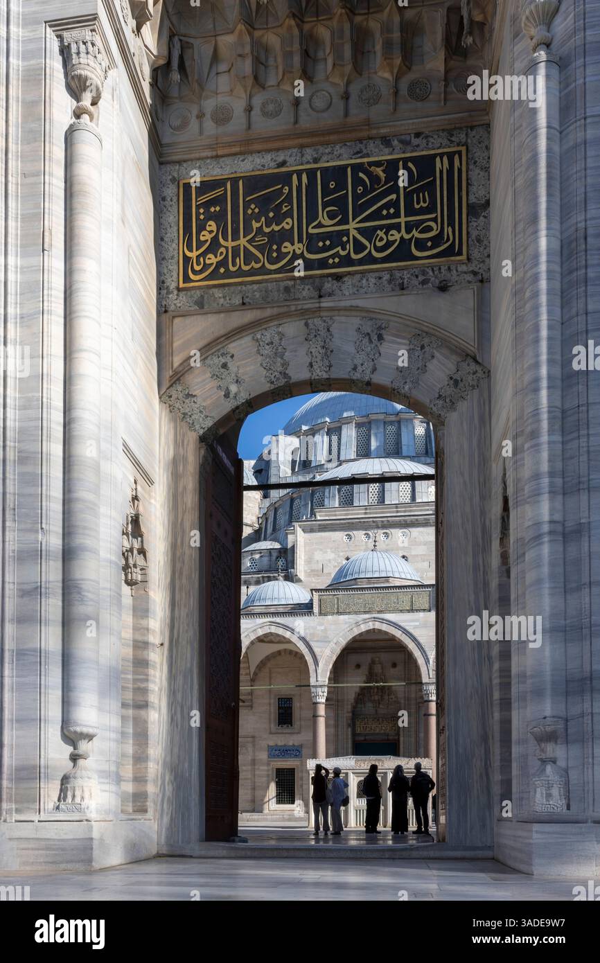 Istanbul, Turkey, 2 May 2024, Framed vista of the Suleymaniye Mosque's ...
