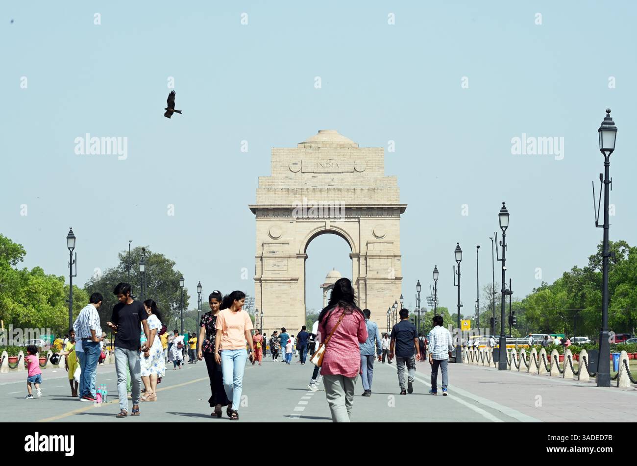 NEW DELHI, INDIA - APRIL 5: Visitors out on a hot afternoon at Kartavya ...