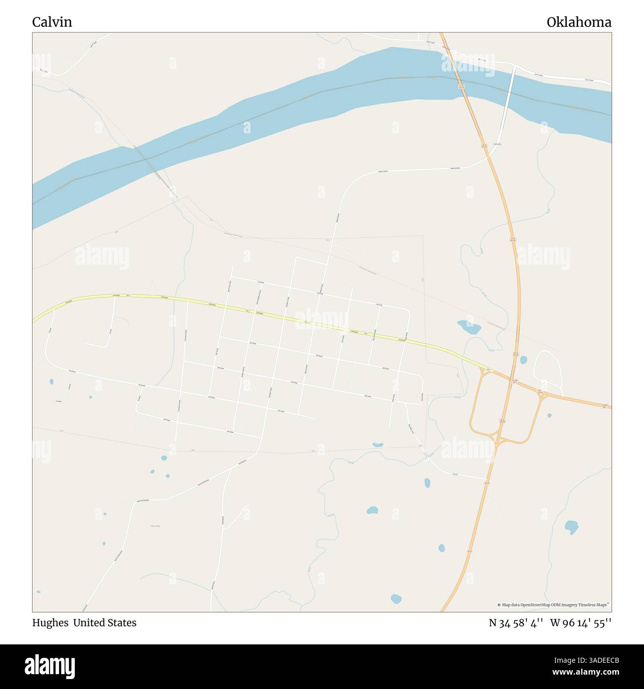 Calvin, Hughes, United States, Oklahoma, N 34 58' 4'', W 96 14' 55 ...