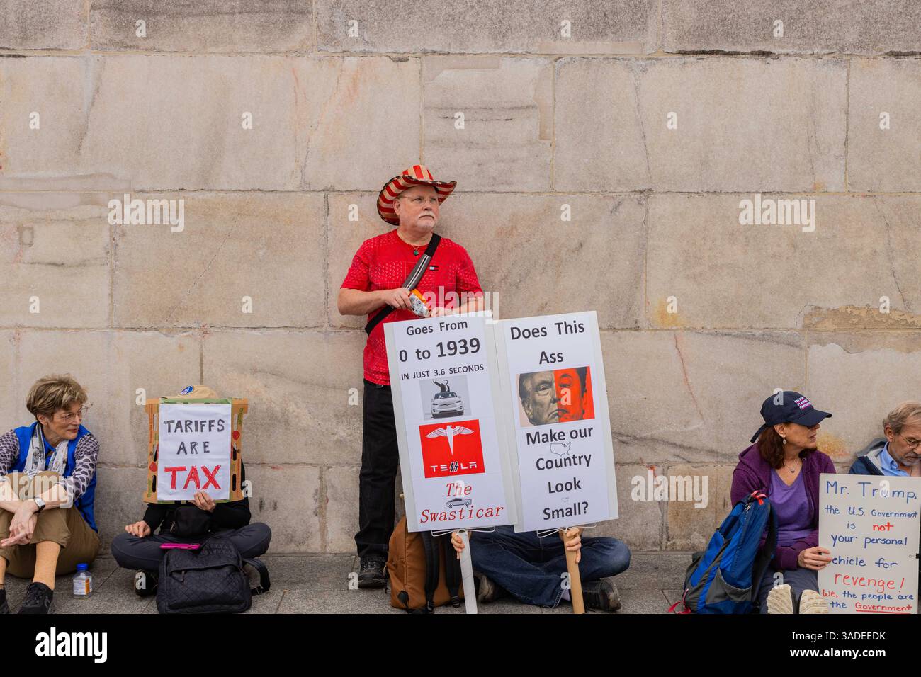 April 5, 2025, Washington, District Of Columbia, USA: Demonstrators at ...